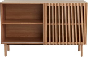 Skříňka v dekoru jasanu s posuvnými dveřmi v přírodní barvě 124x80x45 cm Sion – Jotex