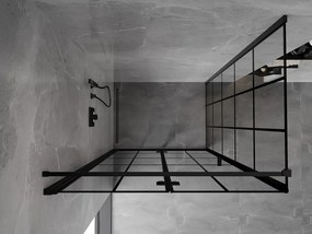 Mexen Mist-F T, 1-křídlý ​​skládací sprchový kout levý 70 x 100 cm, čiré sklo-černá mřížka, 8A6T-070-100-70-77-L