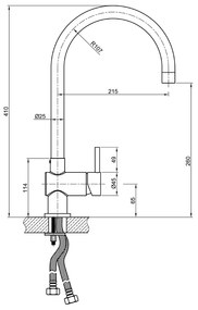 Sapho, PE stojánková dřezová baterie, nerez, PE015