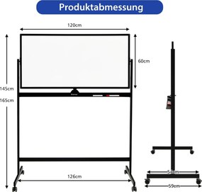 Costway Oboustranná magnetická mobilní tabule Mobilní rolovací tabule