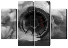 Vícedílný obraz Kolo Auta V Oblaku 3D Kouře Nedostatek Nedostatek Plátno Canvas 160x120