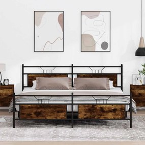 Kovový rám postele bez matrace kouřový dub 193 x 203 cm 3325095