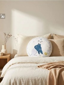 Sinsay - Kulatý dekorativní polštář s potiskem chrta - modrá
