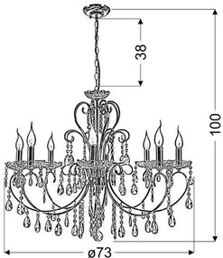 Zlatý křišťálový lustr Aurora pro žárovku 8x E14  - Candellux
