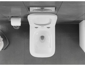 Mexen Teo, závěsná WC mísa 510x345x340 mm, Rimless Tornádo + WC sedátko z duroplastu, bílá lesklá, 30850600T