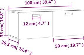 vidaXL Nástěnná skříňka 100 x 36,5 x 35 cm kompozitní dřevo [830113] Barva: hnědý dub