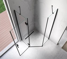 BPS-koupelny Pětiúhelníkový sprchový kout KZ10A 80x80 BL černá/transparent - bez vaničky