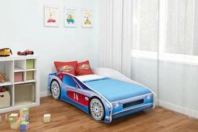 Dětská postel V Auto Modrá - 180x80