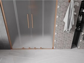 Mexen Velar L Duo, posuvné sprchové dveře do otvoru 160 cm, 8mm sklo námraza, měděná matná, 871-160-003-32-65