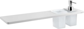 Sapho Abeline - Polička s dávkovačem a sklenkami, délka 50 cm, matná bílá/chrom AE502-0101-02