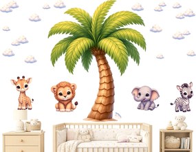 Styl Disney safari palma samolepky na zeď pro děti arch 60 x 75 cm