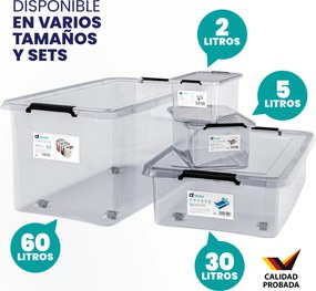 Deuba Úložný box sada 2 ks průhledná 60 × 40 × 17 cm 30L stohovatelný