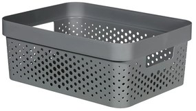 Šedý úložný košík Curver Infinity Dots, 11 l
