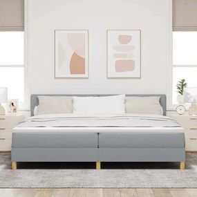 Postel s boxspringem s čelo Světle šedá 200 x 200 cm textil 3339021