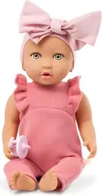 LullaBaby Panenka 35 cm v overalu s čelenkou Pink / od 2 let