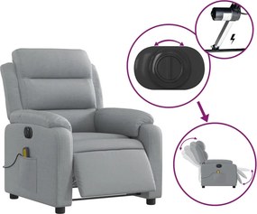 Elektrické masážní polohovací křeslo světle šedé textil 3204968