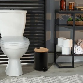 Erga Kosz na śmíci do łazienki 3l czarny mat bambus segregacja SOFT CLOSE - Yoka