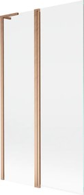 Mexen Mist L, 2-křídlová vanová zástěna 100 x 150 cm, čiré sklo, měděný matný profil, 8A9L-100-011-65-00