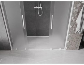 Mexen Velar L Duo, posuvné sprchové dveře do otvoru 180 cm, 8mm sklo námraza, bílá matná, 871-180-003-32-20