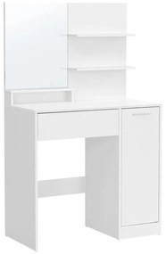 Toaletní stolek se zrcadlem a úložným prostorem, bílá barva