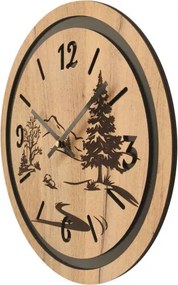 Dřevěné nástěnné hodiny s motivem lesa - moderní design | SENTOP HDF0608-čiene-ruky
