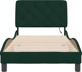 Rám postele s LED bez matrace tmavě zelený 90 x 190 cm samet 3213828