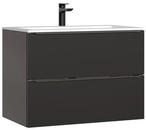 COMAD Závěsná skříňka pod umyvadlo - CAPRI 821 black, šířka 80 cm, matná černá/zlatý dub