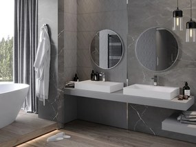 Mexen Loft, kulaté koupelnové zrcadlo 70 cm, barva rámu broušená ocel, 9850-070-070-000-10
