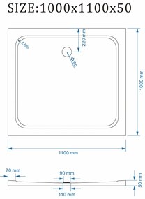 BPS-koupelny Obdélníková akrylátová sprchová vanička HYD-OSV-ST06B 110x100 bílá