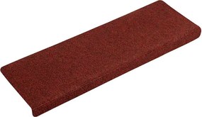 Schodové rohože samolepicí 15 ks 65 x 21 x 4 cm bordó červená s obdélníkovým okrajem 134565