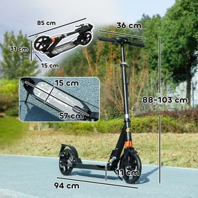 AIYAPLAY Dětská koloběžka s nastavitelnými rukojeťmi, skládací dětská koloběžka pro děti 6-12 let 94 x 36 x 88-103 cm, černá