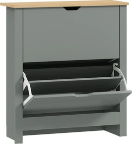 HOMCOM Botník se 2 sklápěcími přihrádkami, nastavitelná přepážka pro 8-12 párů bot, 72 x 26 x 80 cm, světle šedý