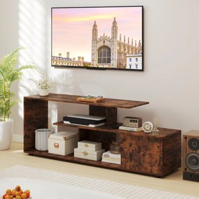 Costway TV stolek pro televizory do 55 palců s policemi a skříňkou TV skříňka
