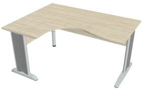 Stůl ergo vlna pravý 160×120/80 cm - Hobis Cross CE 2005 P Dekor stolové desky: akát, Dekor lamino podnože: akát, Barva nohou: Stříbrná