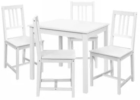 Jídelní set pro 4 osoby stůl bílý lak + 4 židle bílé 4483