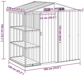vidaXL Marketos Zahradní domek s regálem antracitový 205 x 130 x 183 cm železo