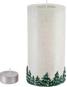 Vánoční svícen Les 24 cm bílo-zelený