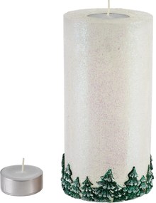 Vánoční svícen Les 24 cm bílo-zelený