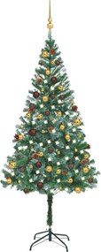 vidaXL Umělý vánoční stromek LED osvětlení sada koulí a šišky 180 cm [3077614] Barva: zlatá