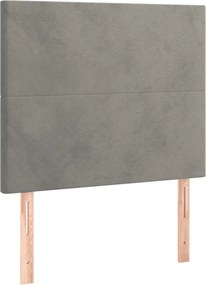 Box spring postel s matrací a LED světle šedá 100x200 cm samet 3135987