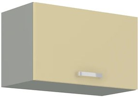60 cm skříňka horní jednodveřová (otevírání nahoru) Barevné provedení: Karmen - Šedá / Krémový lesk