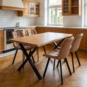 Vikio Jídelní set pro 4 osoby 160x90 cm dub noha X béžová židle VJS236-4BE-S