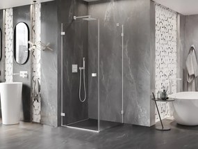 Mexen Lunar-B, výklopný sprchový kout levý 70 x 70 cm, 8mm čiré sklo, bílý profil, 832-070-070-20-00-L