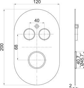 Mereo Mereo, Sprchová sada s termostatickou podomítkovou tlačítkovou baterií - 2-cestná - oválný kryt, CB60106TB3