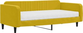 Válenda s matrací žlutá 100 x 200 cm samet 3197051