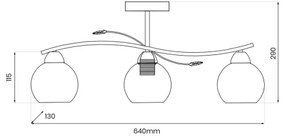 Lustr na tyči CONNOR 3xE27/15W/230V lesklý chrom/šedá