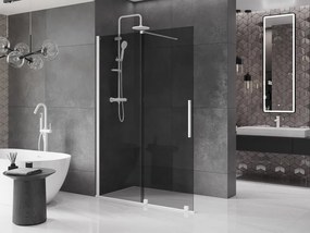 Mexen Velar, sprchová zástěna s posuvnými dveřmi Walk-in 150 x 200 cm, 8mm šedé sklo, bílá matná, 871-150-000-43-20