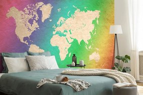 Samolepící tapeta pastelová mapa světa - 225x150 cm