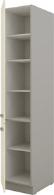 KARMEN | vysoká skříňka 40 DK-210 2F potravinová s policemi | 40 cm | světle šedá/krémová lesk