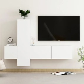 3dílný set TV skříněk bílý kompozitní dřevo 3078656